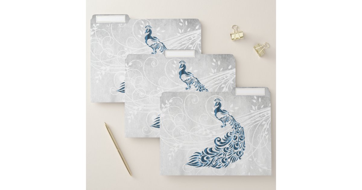 Blue Peacock File Folders | Zazzle