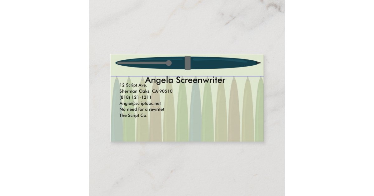 Blue Pen Style Business Card | Zazzle