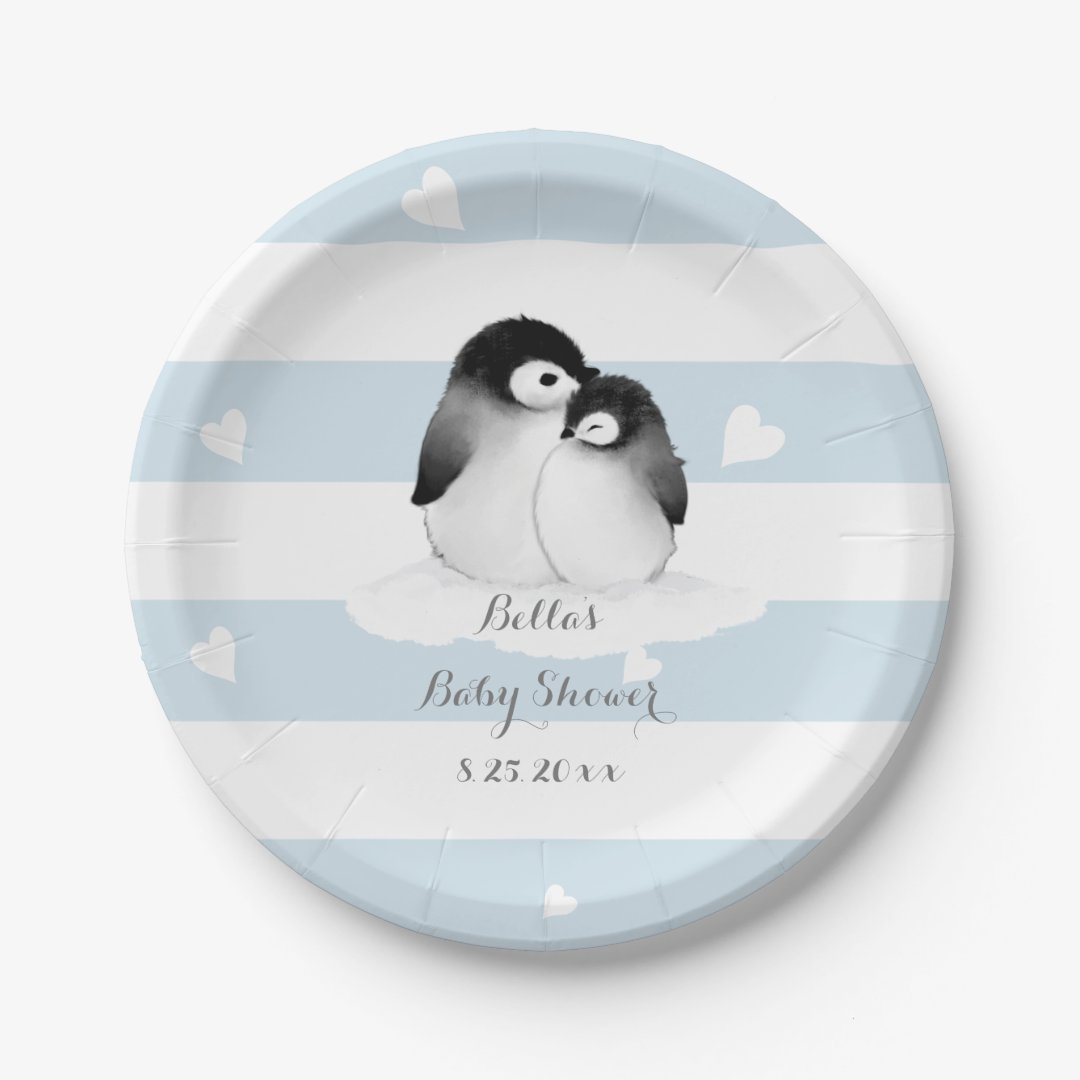 Blue Penguin Paper Plates | Zazzle