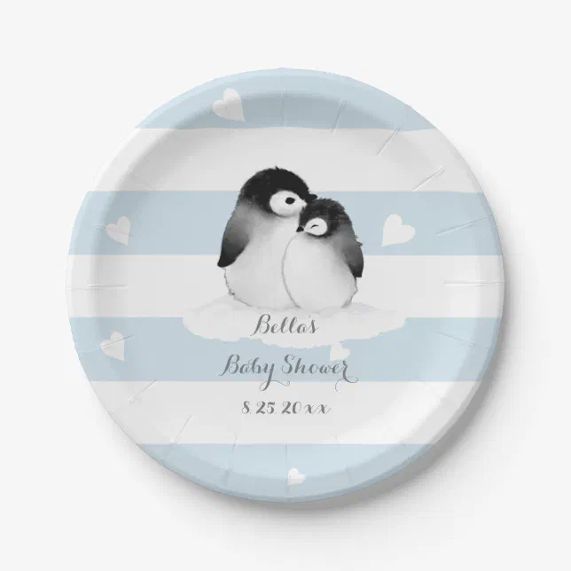 Blue Penguin Paper Plates | Zazzle