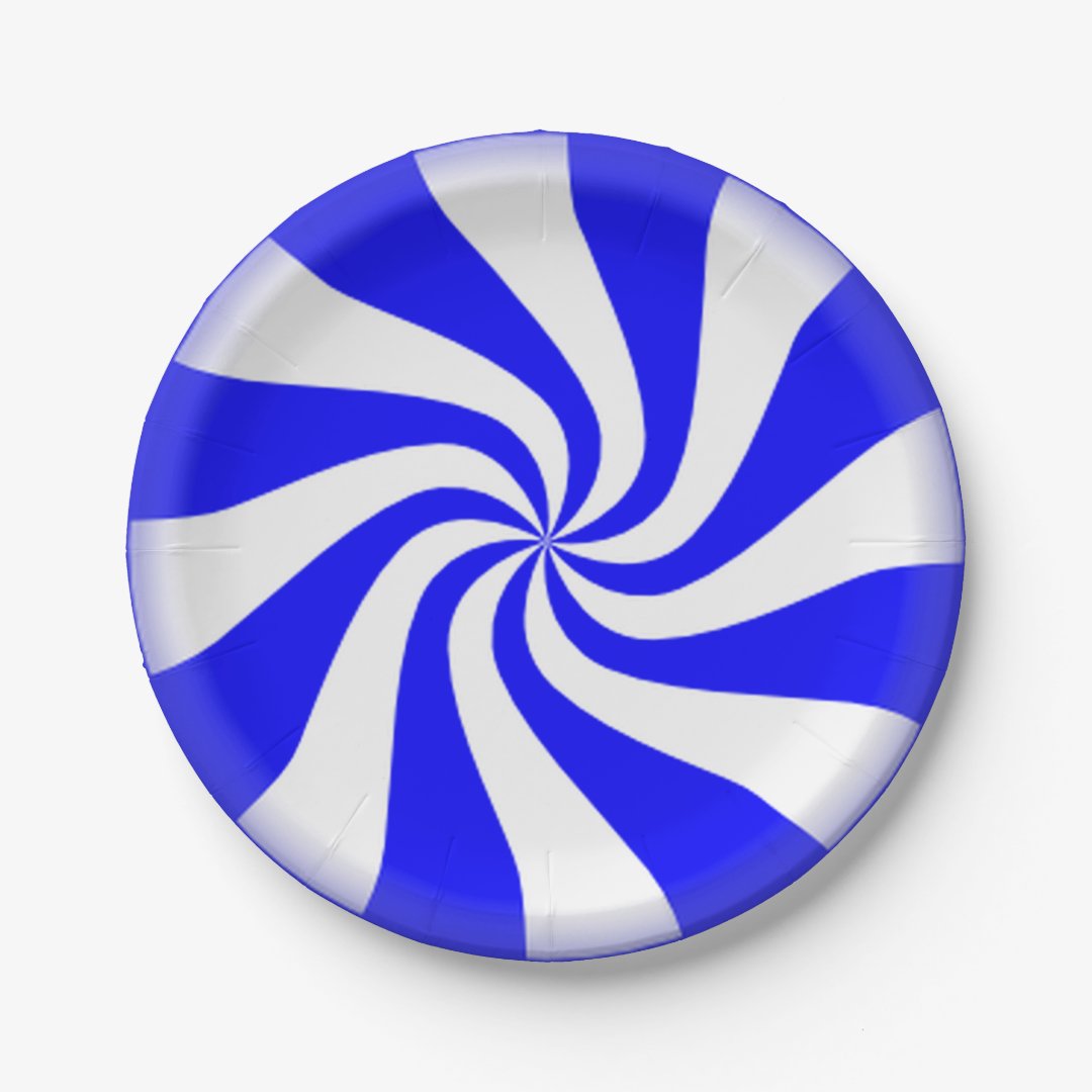 Blue Peppermint Swirls Paper Plates | Zazzle