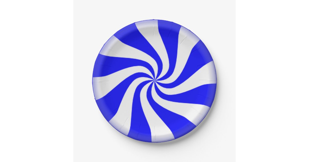 Blue Peppermint Swirls Paper Plates | Zazzle