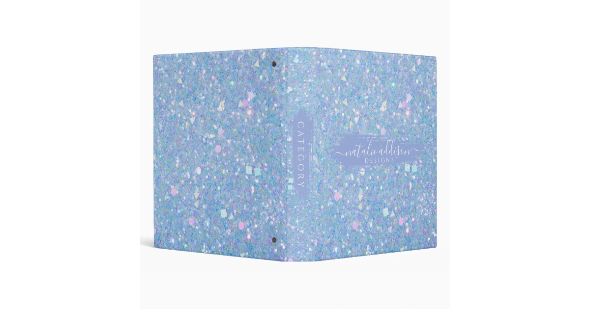 Blue Periwinkle Glitter 3 Ring Binder | Zazzle