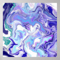 Blue Periwinkle Marble Fluid Art Poster | Zazzle