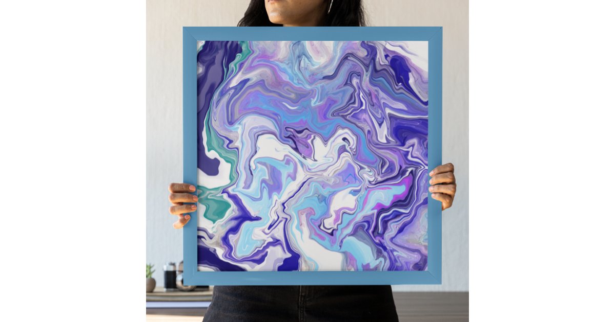 Blue Periwinkle Marble Fluid Art Poster | Zazzle