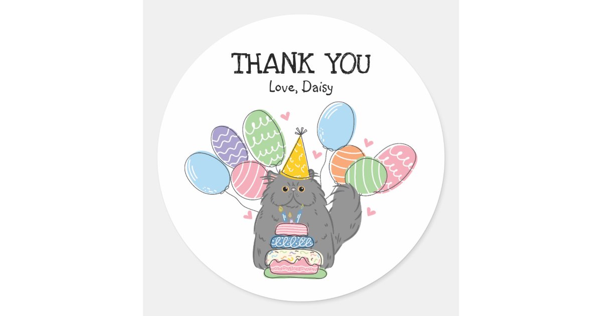 Blue Persian Cat Birthday Favor Tags Sticker | Zazzle