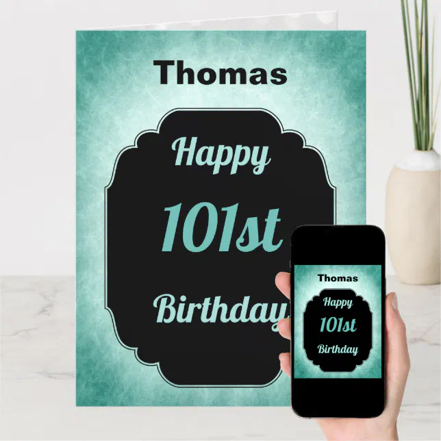 Blue personalised Happy 101st Birthday Card | Zazzle