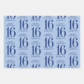 Blue Personalized Custom Age 16th Birthday Wrapping Paper Sheets | Zazzle