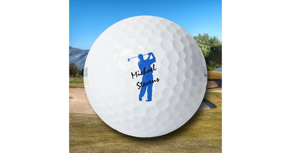 Blue Personalized Golfer Golf Balls | Zazzle