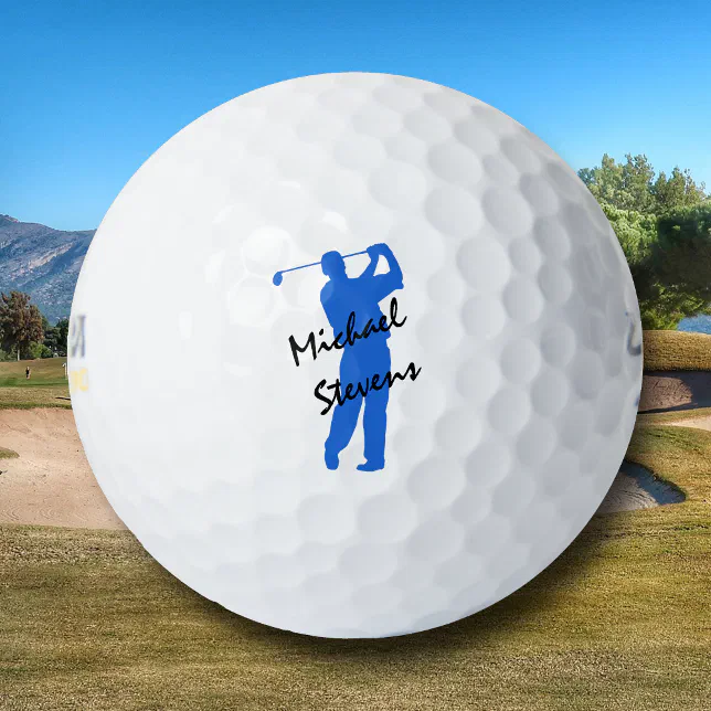 Blue Personalized Golfer Golf Balls | Zazzle