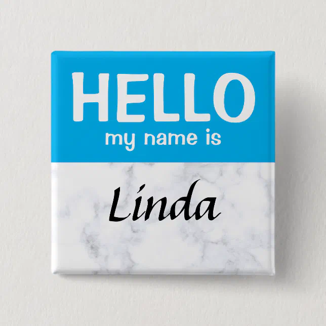 Blue Personalized Hello my name is custom Button | Zazzle