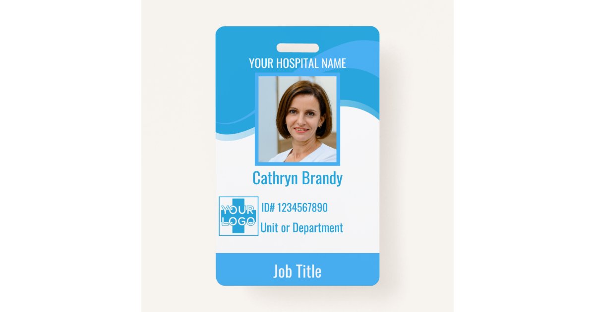 blue Personalized Hospital or Clinic Employee Badge | Zazzle