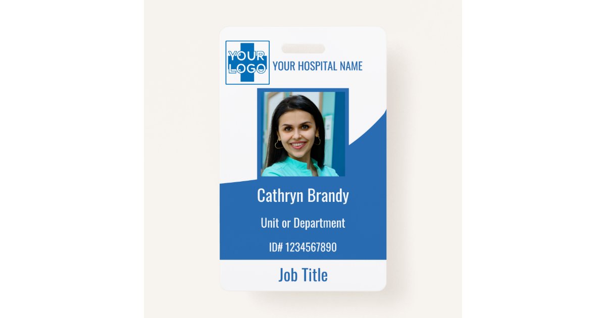 blue Personalized Hospital or Clinic Employee Badge | Zazzle