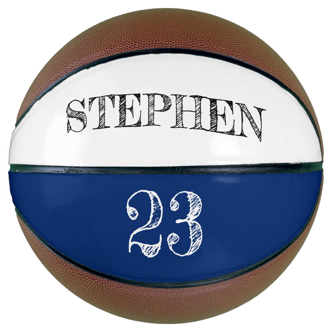Blue Personalized Name Ball Player Number Basketball | Zazzle