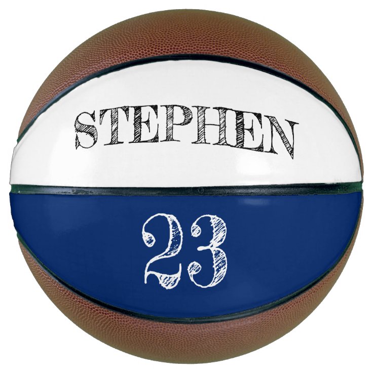 Blue Personalized Name Ball Player Number Basketball | Zazzle