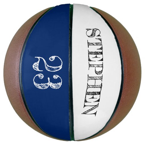 Blue Personalized Name Ball Player Number Basketball | Zazzle