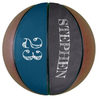 Blue Personalized Name Ball Player Number etching Basketball | Zazzle