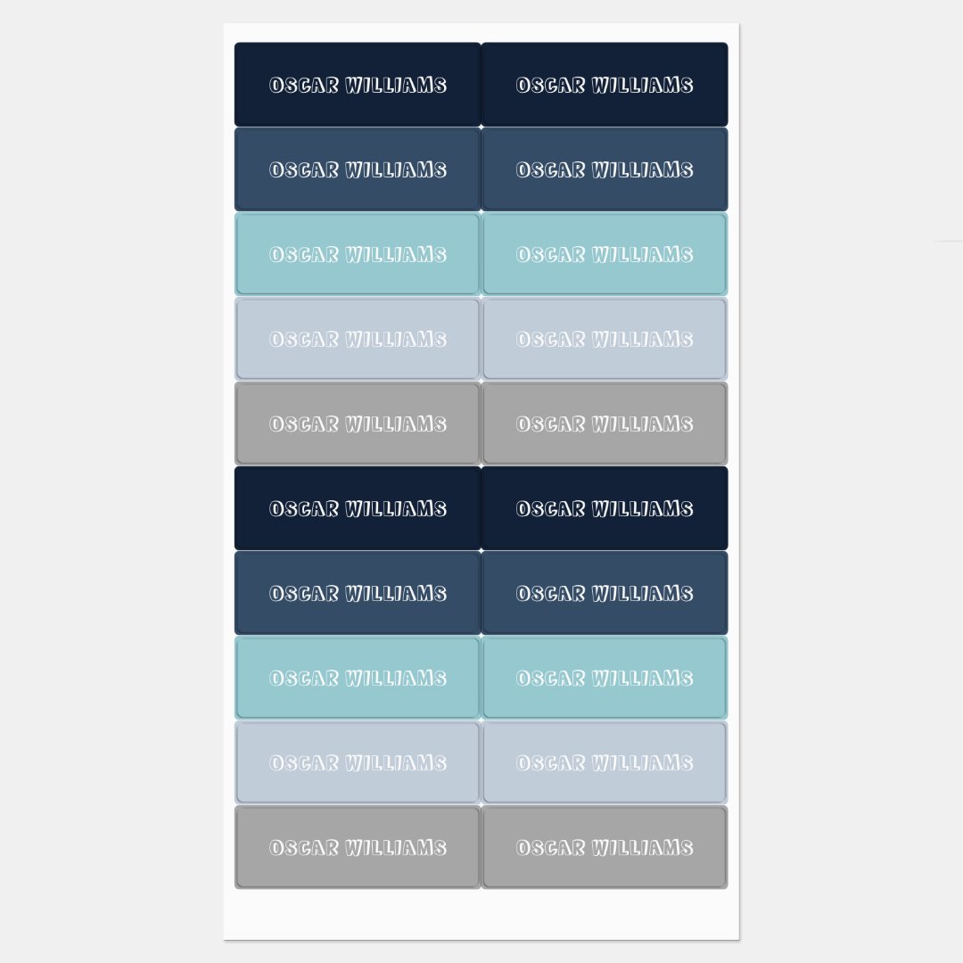 Blue Personalized Name School Waterproof Clothing Kids' Labels | Zazzle