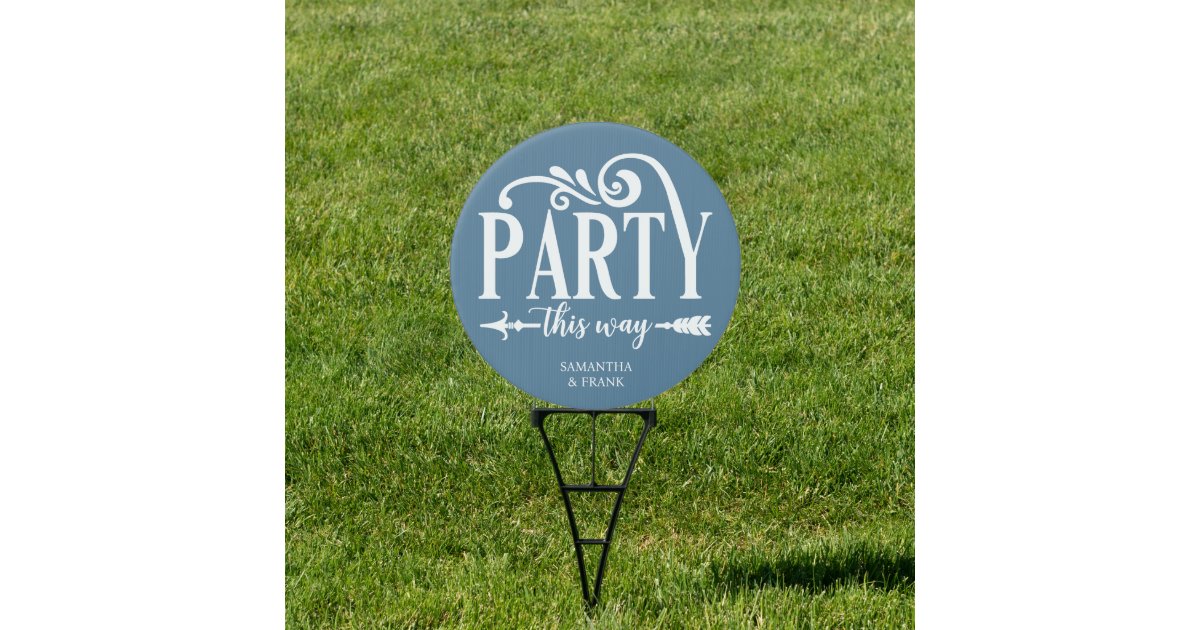 Blue Personalized Party This Way Sign | Zazzle