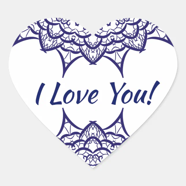 Blue personalized sign "I Love You!" Heart Sticker | Zazzle