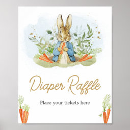 Blue Peter Rabbit Baby Shower Diaper Raffle Poster | Zazzle