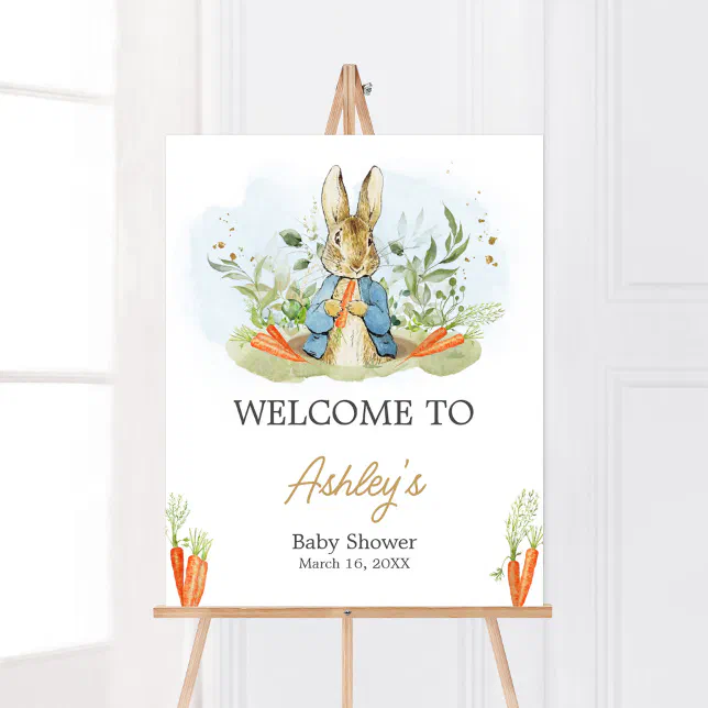 Blue Peter Rabbit Baby Shower Welcome Poster | Zazzle