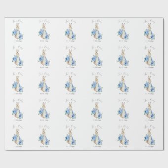 Blue Peter Rabbit For Baby Script Baby Shower Wrapping Paper | Zazzle