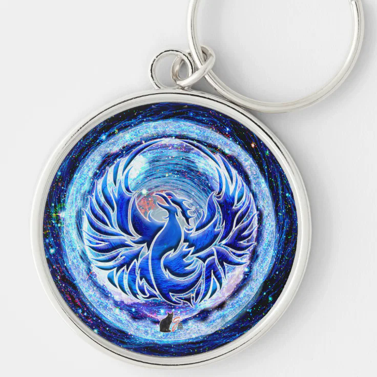 Blue Phoenix Keychain | Zazzle