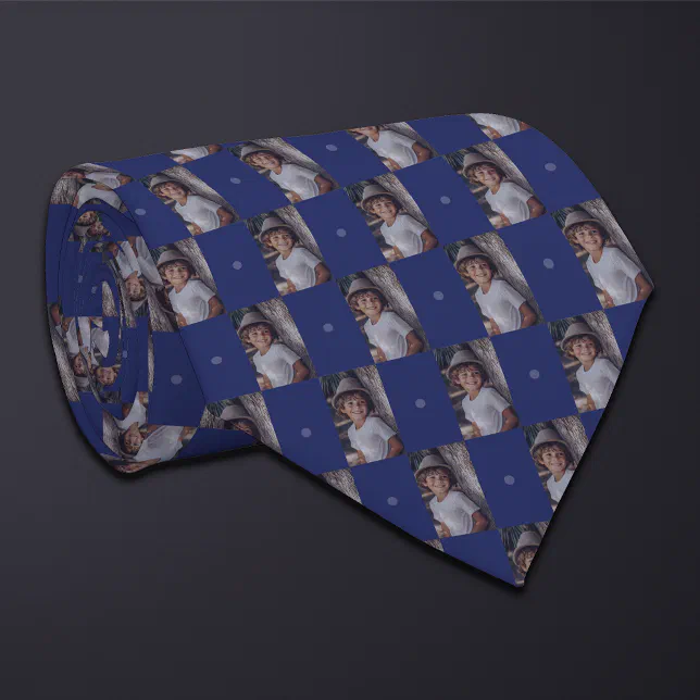 Blue Photo Checkerboard (Tall Rectangle) Neck Tie | Zazzle