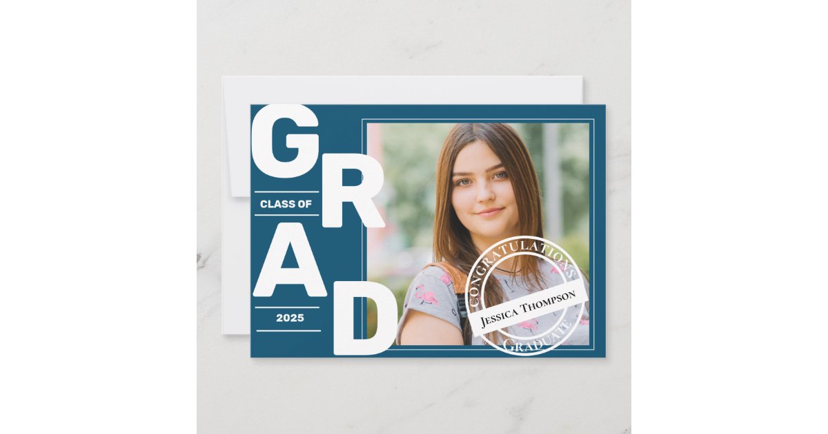 Blue Photo Class of 2025 Graduation Announcement | Zazzle