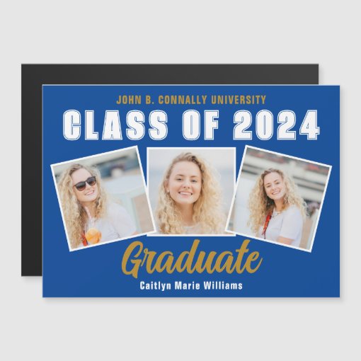 Blue Photo Collage Class of 2024 Graduation Magnet | Zazzle