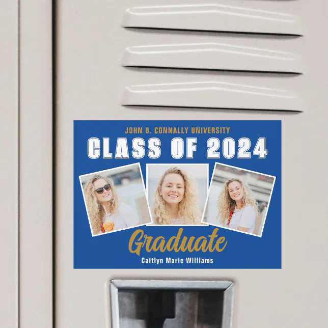 Blue Photo Collage Class of 2024 Graduation Magnet | Zazzle