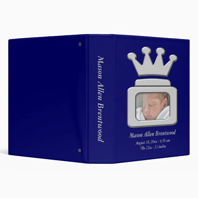 Blue Photo Frame Prince Crown Photo Album 3 Ring Binder | Zazzle