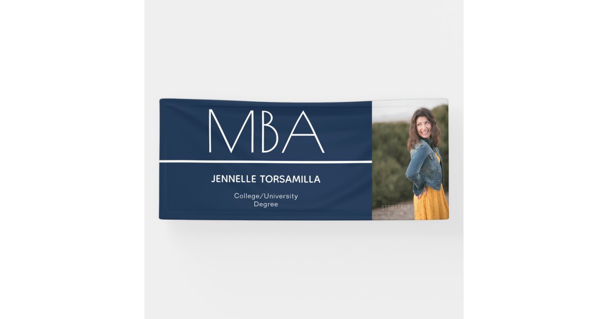 Blue Photo MBA Graduation Banner | Zazzle