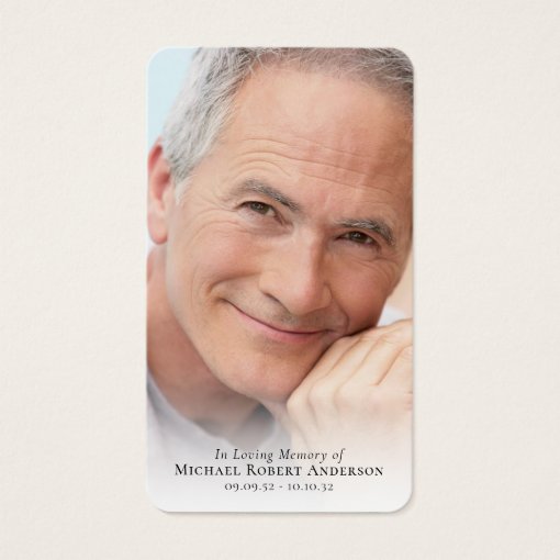 Blue Photo Memorial Prayer Card | Zazzle