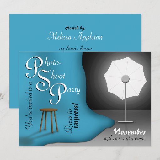 Blue Photoshoot Party Invitations | Zazzle