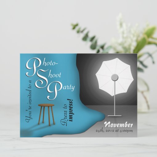 Blue Photoshoot Party Invitations | Zazzle