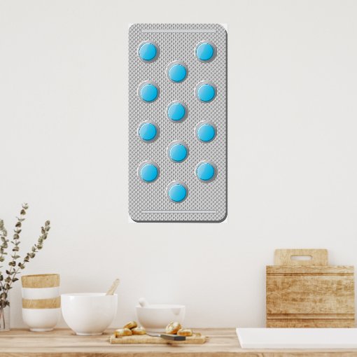 Blue Pills In A Packet Poster | Zazzle