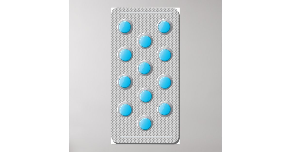 Blue Pills In A Packet Poster | Zazzle