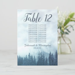 Blue Pines Wedding Seating Chart Table Number Card | Zazzle