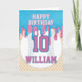 Blue Pink Baseball Drip Any Age Birthday Card | Zazzle