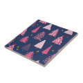 Blue & Pink Christmas Tree Pattern Ceramic Tile | Zazzle