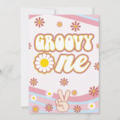 Blue Pink Daisies Peace Sign Groovy One Birthday Invitation | Zazzle