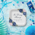 Blue Pink Floral In Loving Memory Funeral Memorial Paper Plates | Zazzle