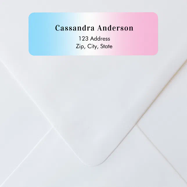Blue pink gender reveal baby shower return address label | Zazzle