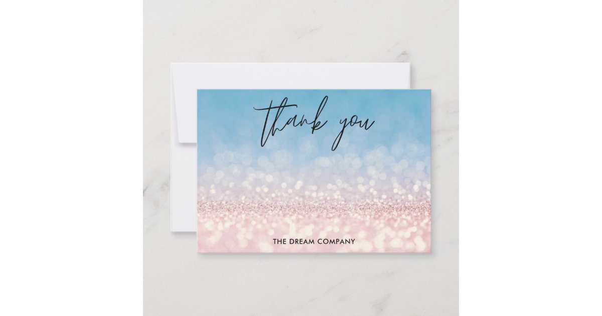 Blue Pink Glitter Message Thanks Media Insert | Zazzle
