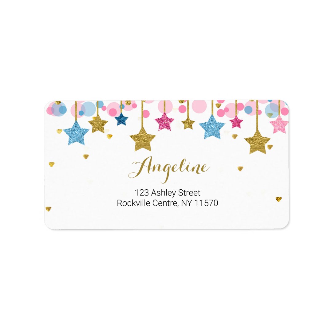 Blue Pink Gold twinkle twinkle Address Label | Zazzle