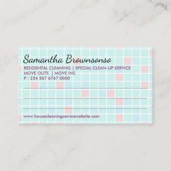 Blue Pink Janitorial Lady Cleaning Appointment Business Card | Zazzle
