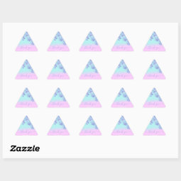 Blue Pink Ombré Triangle Glitter Bridal BIRTHDAY Triangle Sticker | Zazzle