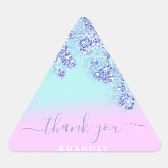 Blue Pink Ombré Triangle Glitter Bridal BIRTHDAY Triangle Sticker | Zazzle